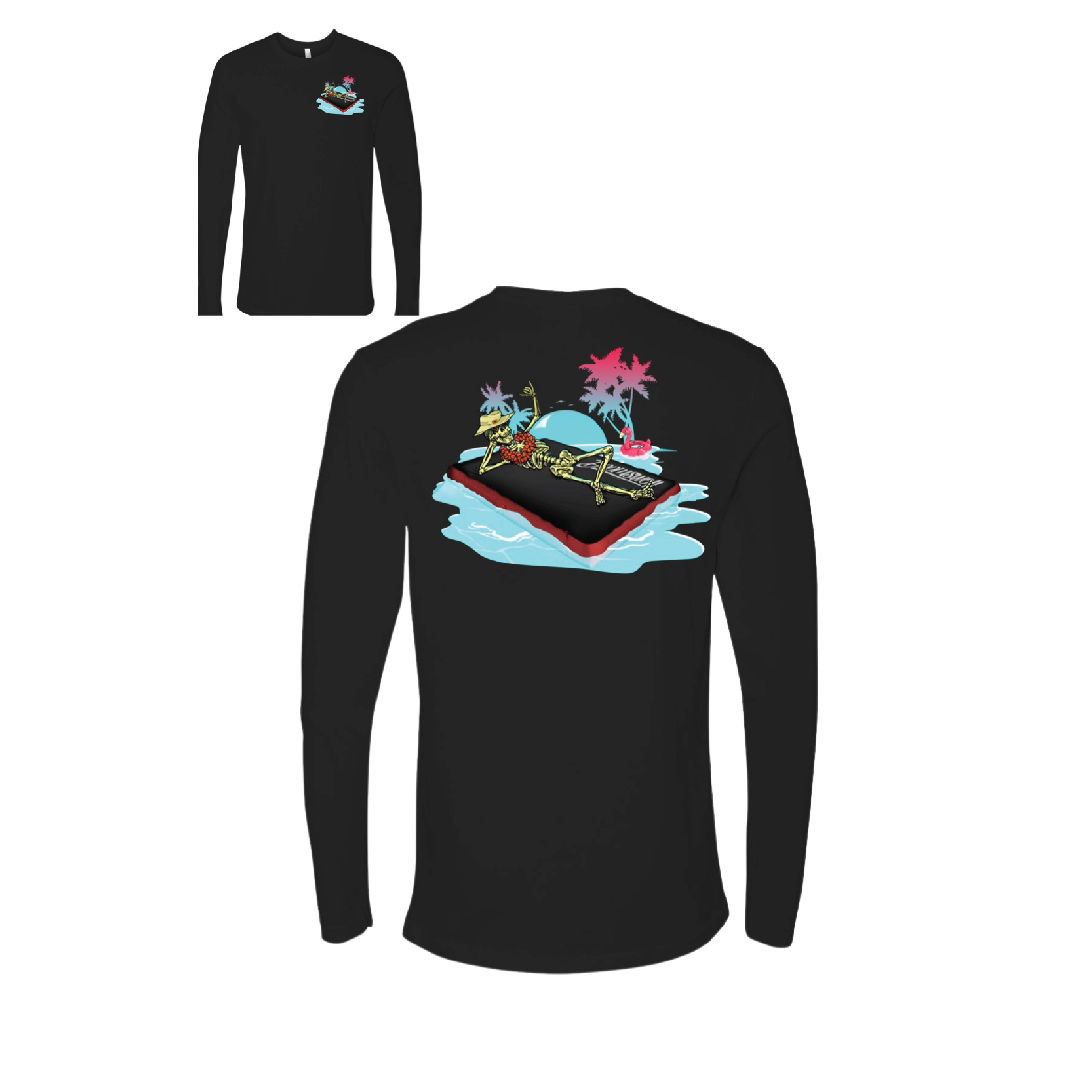 Long Sleeve Skeleton on the Dock - Black – Doomswell Wakesurf Co